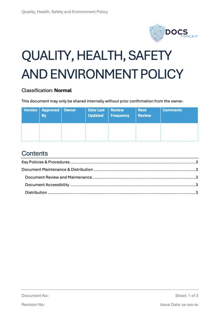 ISO IMS Policy Template | Integrated Management System